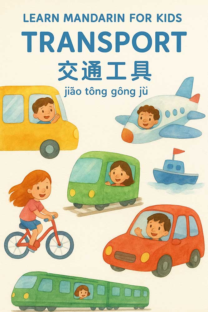 Learn Mandarin for Kids – Chapter 21: Transport 交通工具 (jiāo tōng gōng jù)