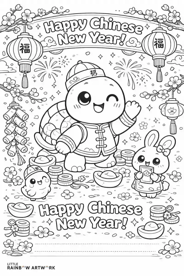 WuGui’s Chinese New Year (CNY) Coloring Page - Little Rainbow Artwork